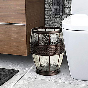 nu steel Resin Crackled Ice Small Trash Can Wastebasket, Garbage Container Bin for Bathrooms, Powder Rooms, Kitchens, Home Offices - Oil Rubbed Bronze