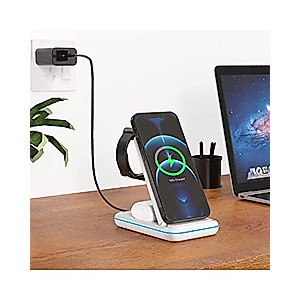 Wireless Charger for Multiple Apple Devices, 2022 Upgraded 3 in 1 Charging Stand Dock for iPhone 13/12/Pro Max/SE/11/X/XS/XR/8, Compatible for iWatch Apple Watch 6/5/4/3/2/SE AirPods Pro/2(White)
