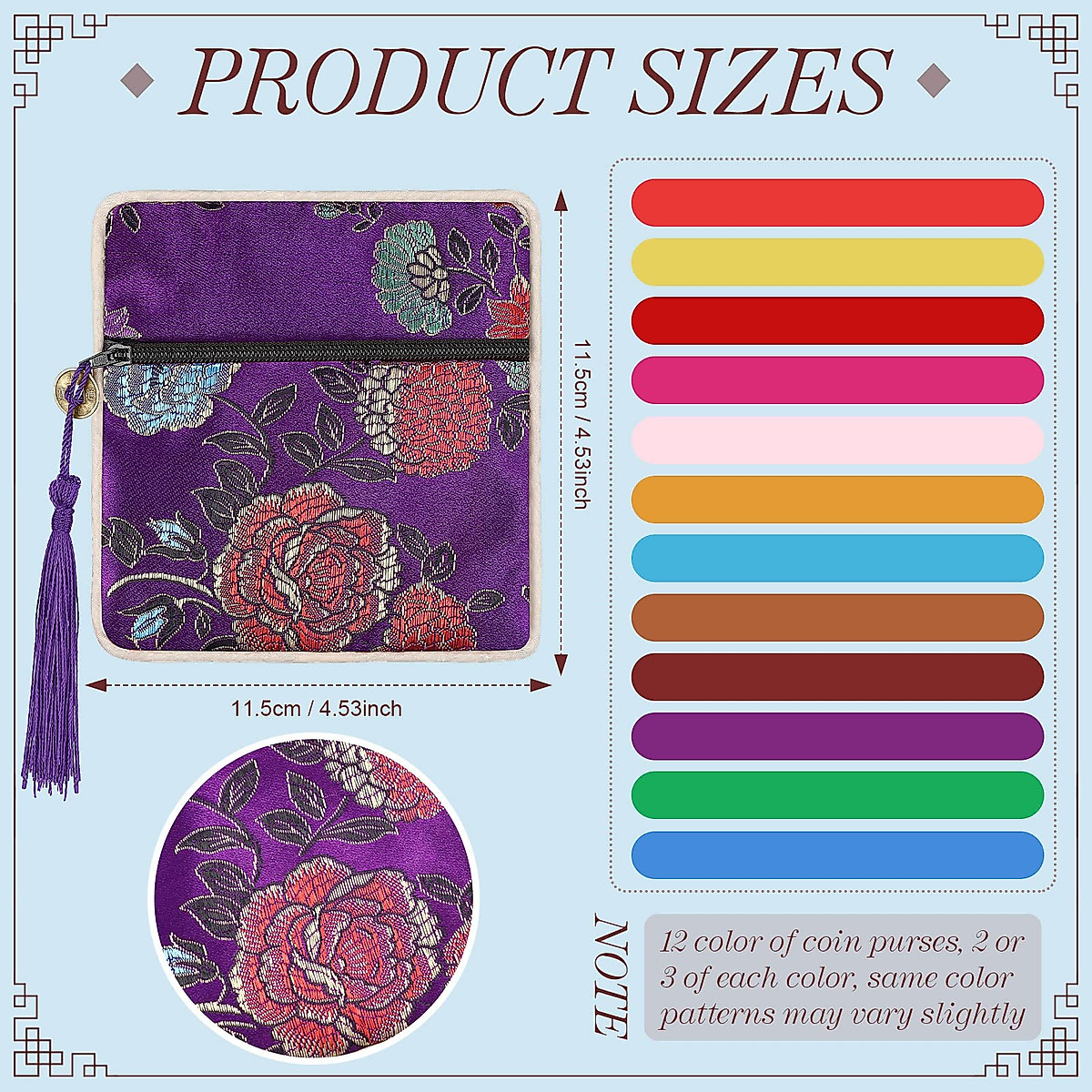 LEIFIDE 30 Pcs Jewelry Silk Purse Pouch Chinese Silk Brocade Coin Purse Zipper Jewelry Bag Gift Pouch with Tassel Small Chinese Embroidered Organizers Pocket for Women Girls Necklace Earring Bracelet