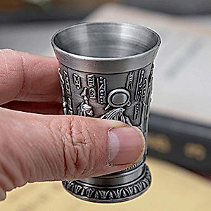Mini Shot, Hand Embossed Elegant Vintage Unique Refined Whiskey Shot Glass for Bar(Ancient tin)