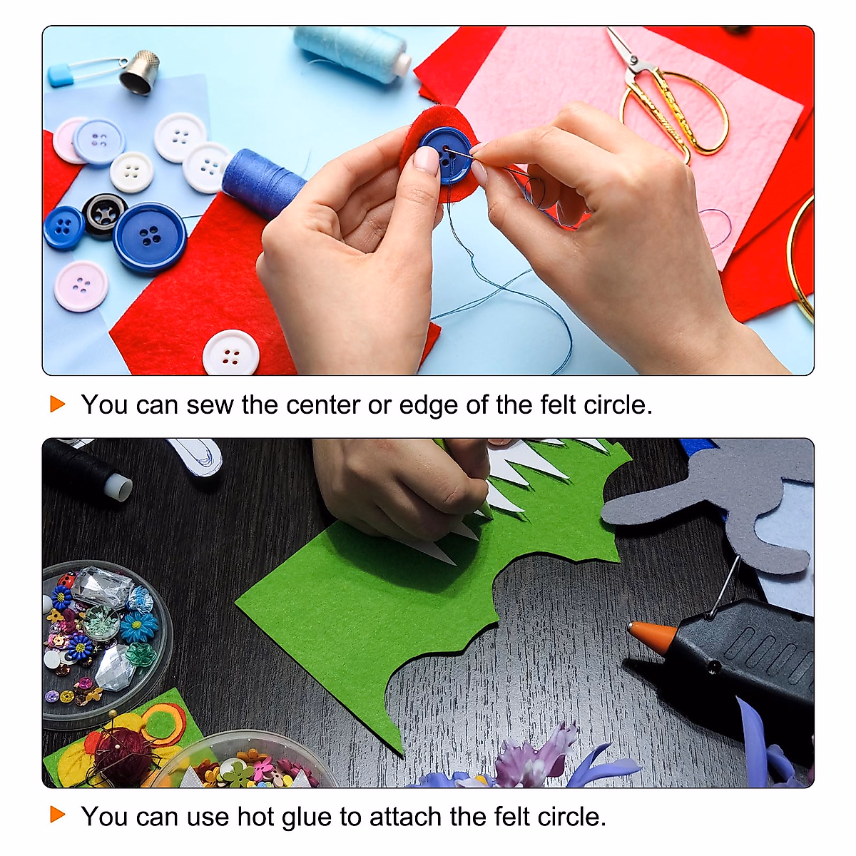 HARFINGTON 600pcs Round Felt Circles, 25mm 1" Pre Cut Felt Craft Pads Non-Woven Mini Felt Fabric Circles for DIY Sewing Handcraft Cut Projects Craft Finishing, White