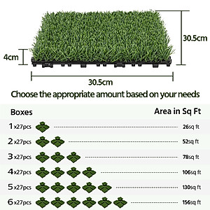 Yaheetech 12" x 12" Artificial Grass, Turf Tiles Interlocking Self-draining Grass, Fake Grass, Grass Pad for Dogs Potty, Patio, Balcony, Outdoor, Floor Decor, Pet, 27 Pack