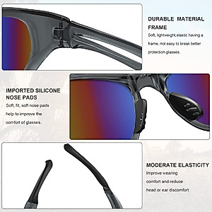 YENPK 12 Pack Safety Glasses for Men Women, Safety Goggles/Sunglasses ANSI Z87.1+ Standard UV400, Wrap Around Eye Protection, Scratch Impact Resistant Protective Eyewear(Multicolor Lens, Grey Frame)