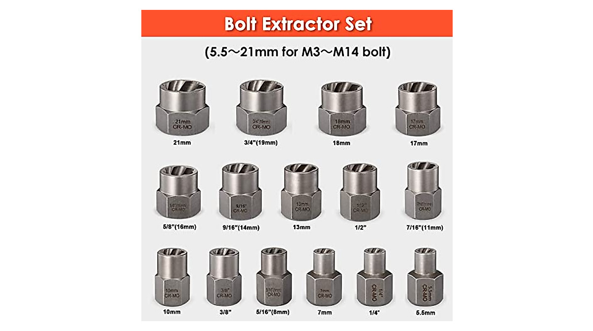 THINKWORK Damaged Screw Extractor Set, 2-21mm, 39-Piece Bolt Extractor Kit, Easy Out Bolt ...