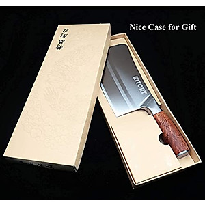 Kitory Meat Cleaver, Heavy Duty Chinese Chef Knife, German Steel Multi-Purpose Kitchen Knife with Comfortable Pearwood Handle, Gift Box Included, 7 inch Bone Chopping Knife,