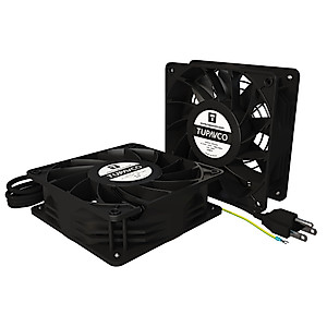Network Cabinet Fan (Dual 2pc Kit) Server Rack Cooling (Rackmount Muffin Extra Strong Fans Pair 120mm 4in) Steel Frame Ventilation with 110V AC/Ground Cable - Tupavco TP1510