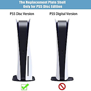 PS5 Plates, Hard Shockproof PS5 Faceplate Compatible with Play Station 5 Console, ABS Anti-Scratch PS5 Console Cover Dustproof PS5 Replacement Shell Plates for PS5 Console Disc Edition - Black