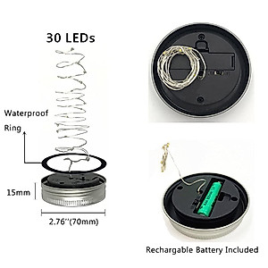 Decorman Solar Mason Jar Lights, 4 Pack 30 LED Fairy Star Firefly String Lids Lights with 4 Hangers for Patio Yard Garden Party Wedding Christmas Decoration(Jars Not Included) (4 Pack, Warm White)