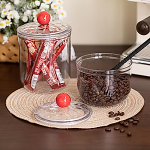 KEKEHOME Clear Plastic Candy Jar with Lid for Office Desk, Plastic Cookie Storage Jar for Kitchen Counter, Plastic Apothecary Jar for Cotton Swabs, Balls, Cotton Pads, Floss Picks,900ml