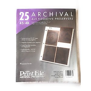 Archival Negative Pages Holds Four 4 x 5 Inches Negatives or Transparencies, Pack of 25