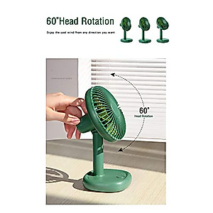 NC Small Desk Fan for Office Table, Cute but Mighty, 3 Speeds, USB Powered, 60° Adjustment, Quiet Portable Personal Fan ,for Home Office Bedroom or Outdoor Use(green)