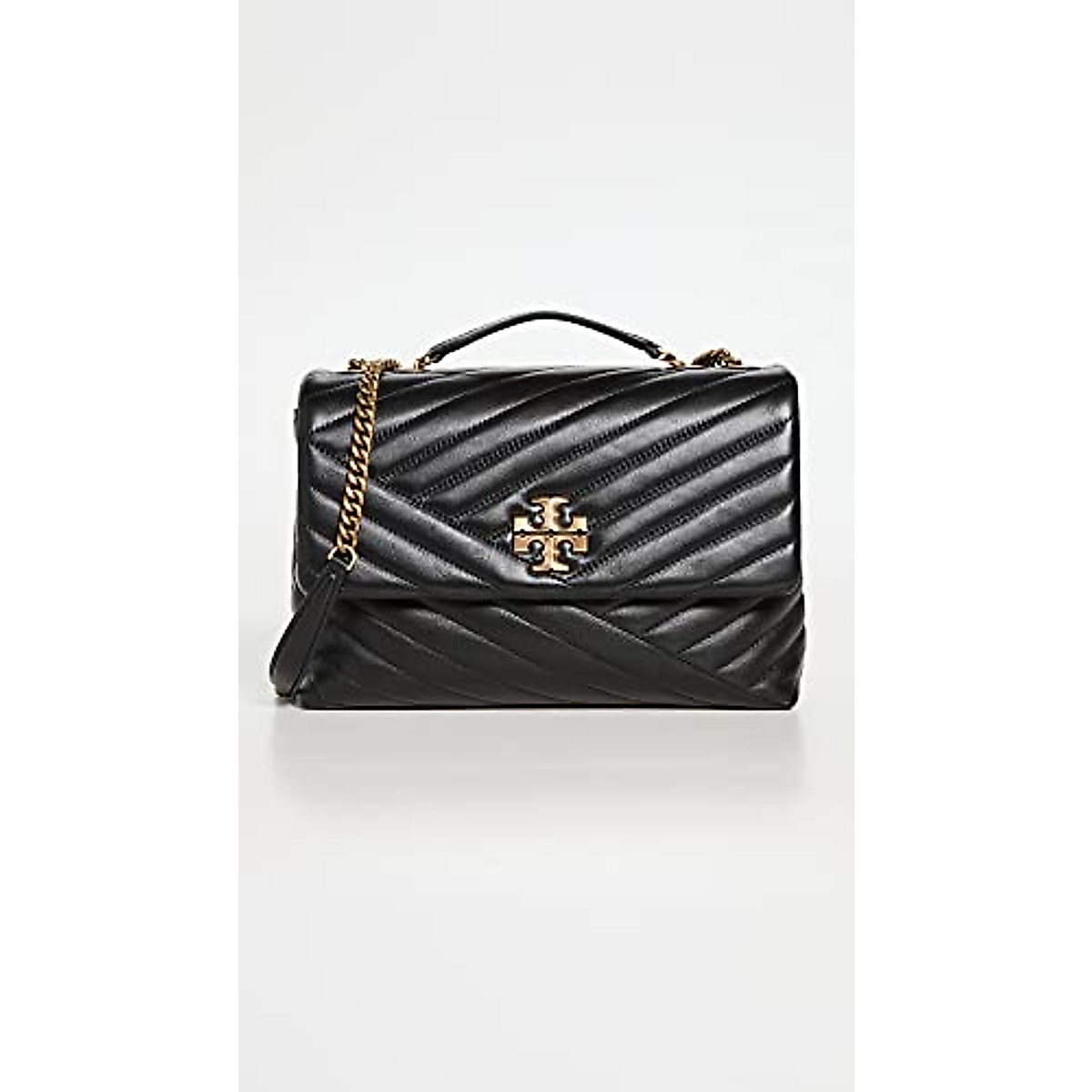 Tory Burch Women's Kira Chevron Convertible Shoulder Bag, Black, One Size