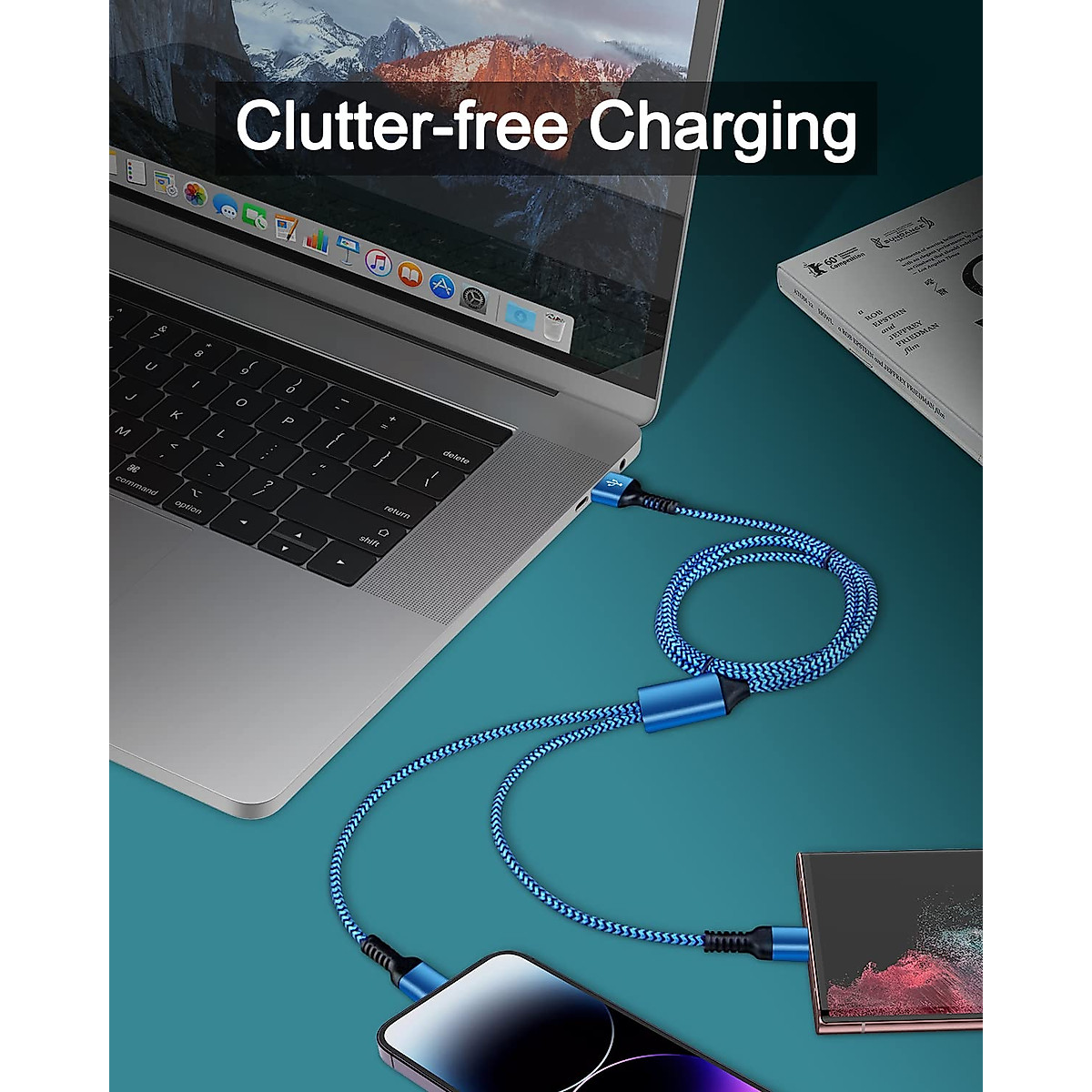 Apple Lightning & USB-c 2-in-1 Charging Cable (4 Feet), USB to Lightning & USB to Usbc Long Fast Charger Cord for iPhone 15 Plus 14 13 12 11 Pro/max I iPad Pro/air/Mini, Samsung Galaxy, Google Pixel