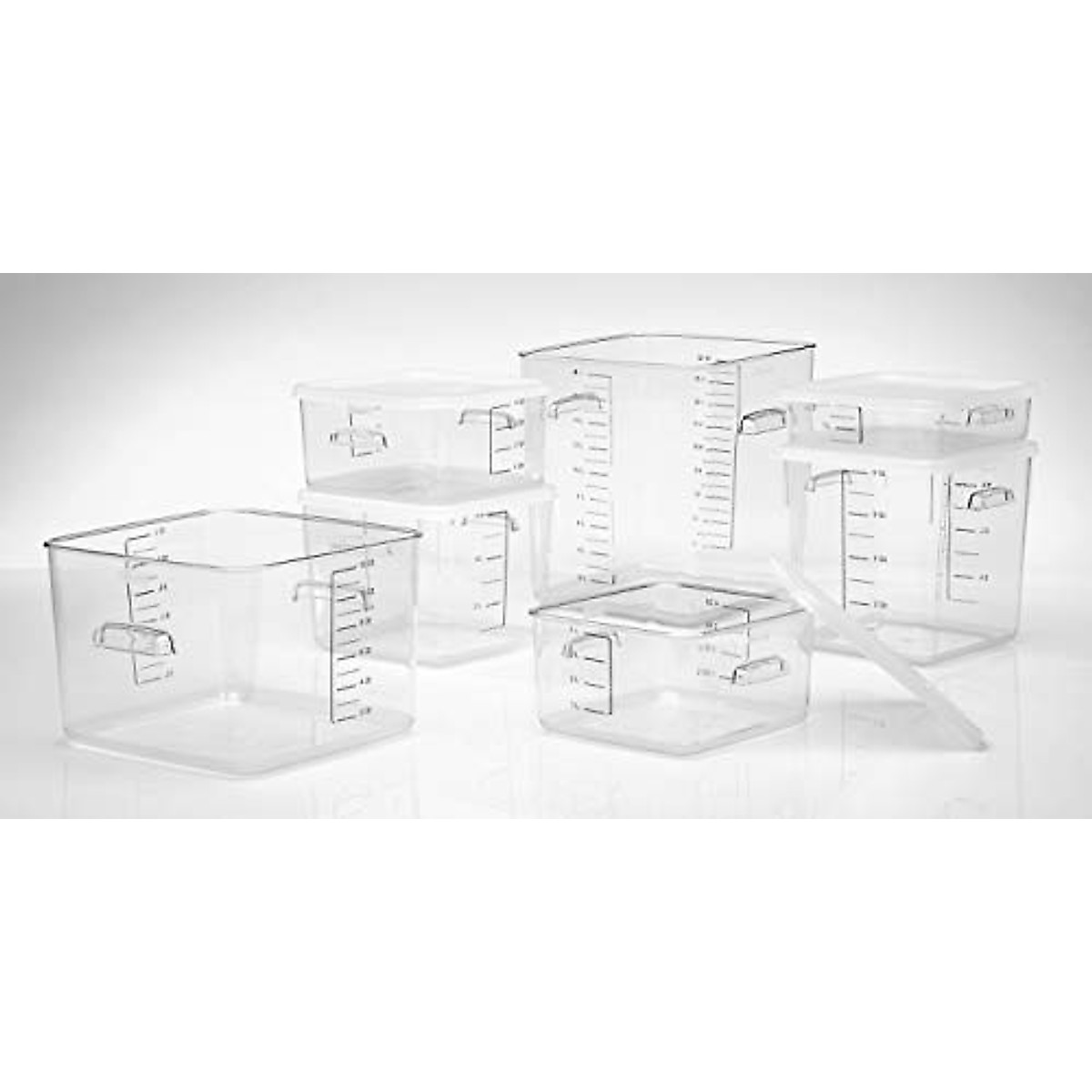 Rubbermaid Commercial Products-FG630400 Plastic Space Saving Square Food Storage Container For Kitchen/Sous Vide/Food Prep, 4 Quart, Clear, LID SOLD SEPARATELY