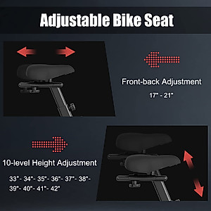 Goplus Air Bike, Fan Exercise Bike with Unlimited Resistance, Clear LCD Display, Tablet Holder, Adjustable Seat and Built-in Wheels, Fan Cycling Bike for Home Cardio Training