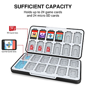HEIYING Game Card Case for Nintendo Switch& Switch OLED& Switch Lite,Portable Switch Game Memory Card Storage with 24 Game Card Slots and 24 Micro SD Card Slots.