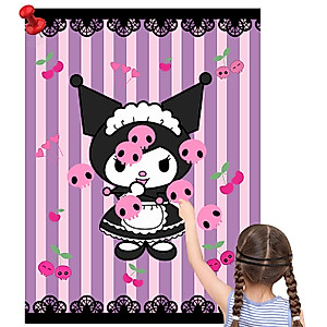 Kuromi Birthday Party Supplies, Kuromi Party Games for Boys Girls, Large Poster 24PCS Stickers for Kuromi Birthday Favors Decorations