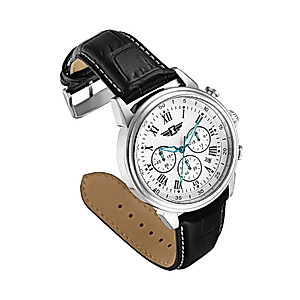 I By Invicta Men's 90242-002 Chronograph Silver Dial Black Leather Watch