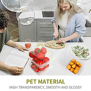 WAQIAGO 100 PCS 5x5 Inch Plastic Clamshell Take Out Tray,Disposable Sturdy Hinged LoafContainers,to go containers Disposable Takeout Box for Salads,Fruit,Hamburgers,Sandwiches,Cupcake