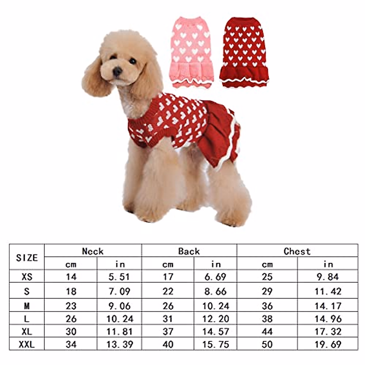 Cold Weather Dog Clothes Pet Warm Autumn and Winter Red Caring Dog Clothes Sweater Skirt Festive Christmas New Year Pet Clothes Pet Clothes for Small Dogs Girls Dress (Red, M)