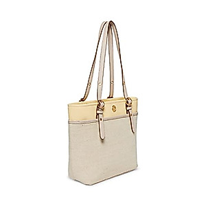 Anne Klein Pocket Tote, Lurex Canvas/Lemon Spritz/Clay