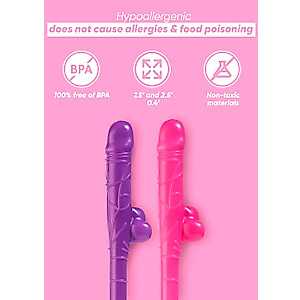 Penis Straws Party 12 pcs Pack, Willy Penis Decorations Bachelorette Party Straws Naughty Bridal Drinking Games, Funny Drinking Straws, Crazy Straws Bride