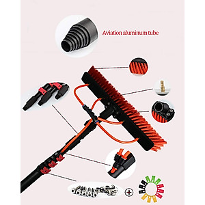 Water Fed Pole Kit, Window and Solar Cleaning Pole w/Water Fed Telescopic Brush/Brush Window and Solar Panel Cleaning System Windows Cleaning & Washing Tool (3.6M-9M),30FT/9M