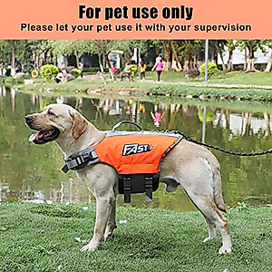 Ownpets Dog Life Jacket, Reflective Dog Safety Vest Adjustable Pet Life Preserver with Strong Buoyancy and Durable Rescue Handle for Swimming, Surfing, Boating,X-Large