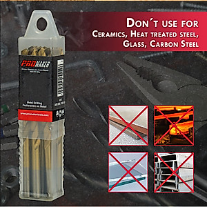 PROMAKER HSS Tip Metal Drill Bits 7/32 inch (10 PCs) for Hard Metal, Steel, Cast Iron, Wood and Plastic 4241 PRO-HSSB067320