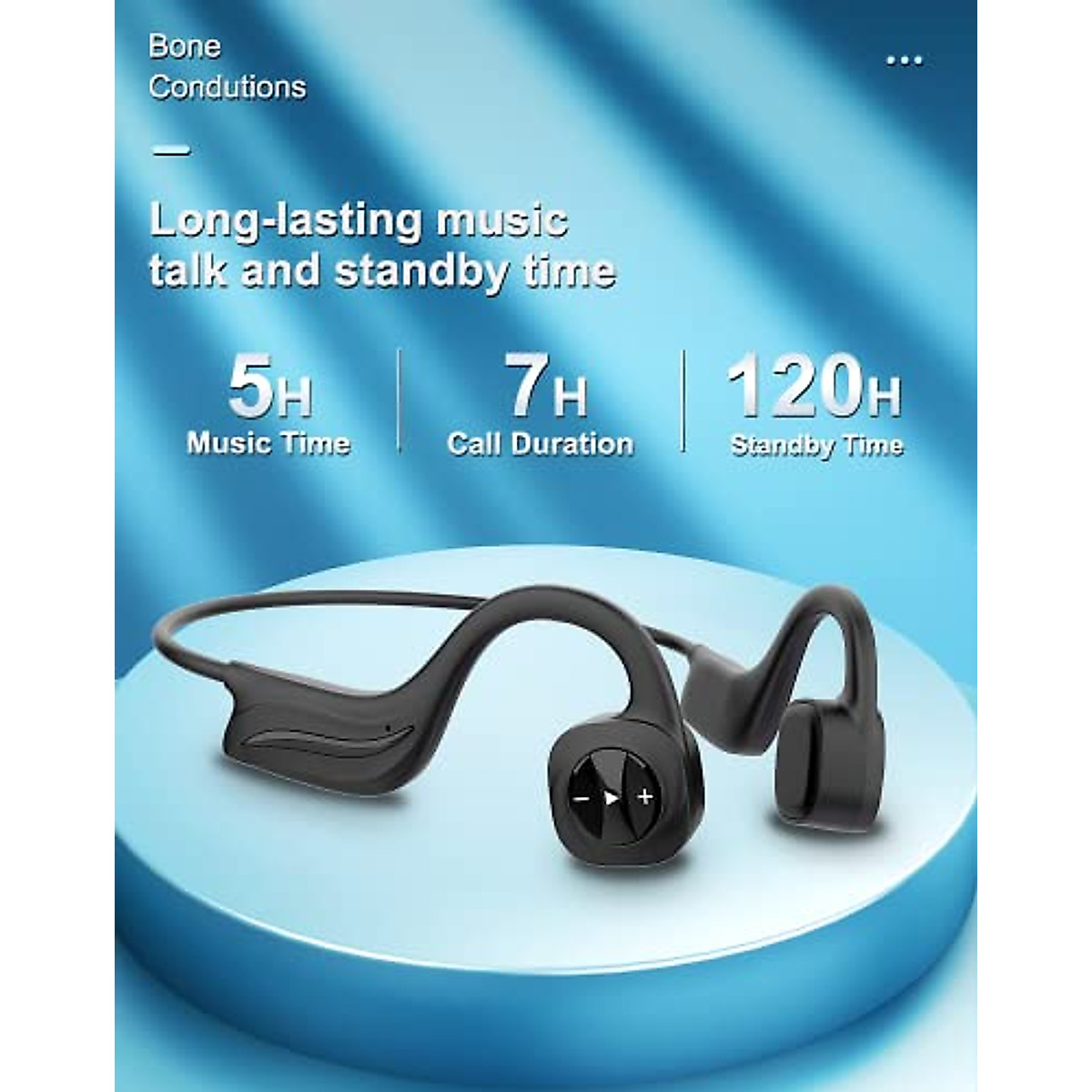 amzluv Swimming Wireless Headphones, Bone Conduction Headphones with Built-in 8GB Memory Support MP3 and Bluetooth Connection