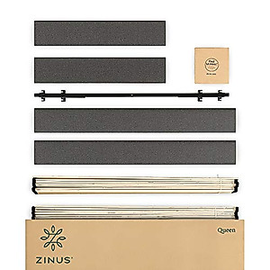 ZINUS Curtis Upholstered Platform Bed Frame / Mattress Foundation / Wood Slat Support / No Box Spring Needed / Easy Assembly, Grey, Queen