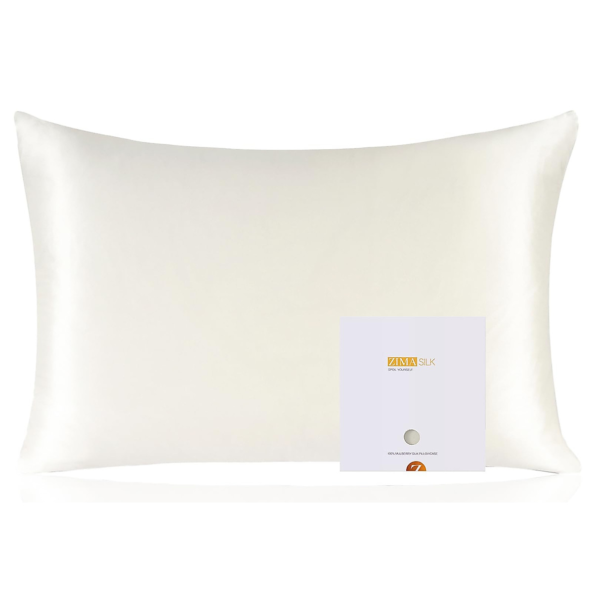 ZIMASILK 100% Pure Mulberry Silk Pillowcase for Hair and Skin Health,Soft and Smooth,Both Sides Premium Grade 6A Silk,600 Thread Count,with Hidden Zipper,1pc(Toddler 13''x18'',Ivory)
