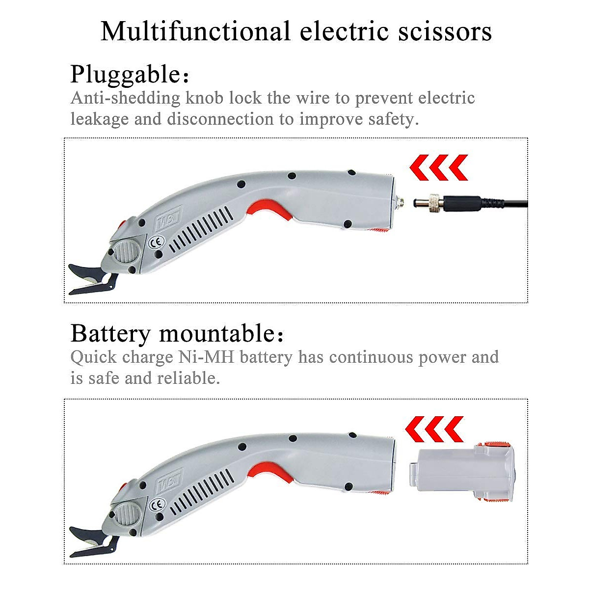 MXBAOHENG Wbt-1 Electric Fabric Scissors Cordless Fabric Shears Rechargeable Cloth Cutter for Carpet/Leather/Rubber/Paperboard (1 Battery & AB Blade)