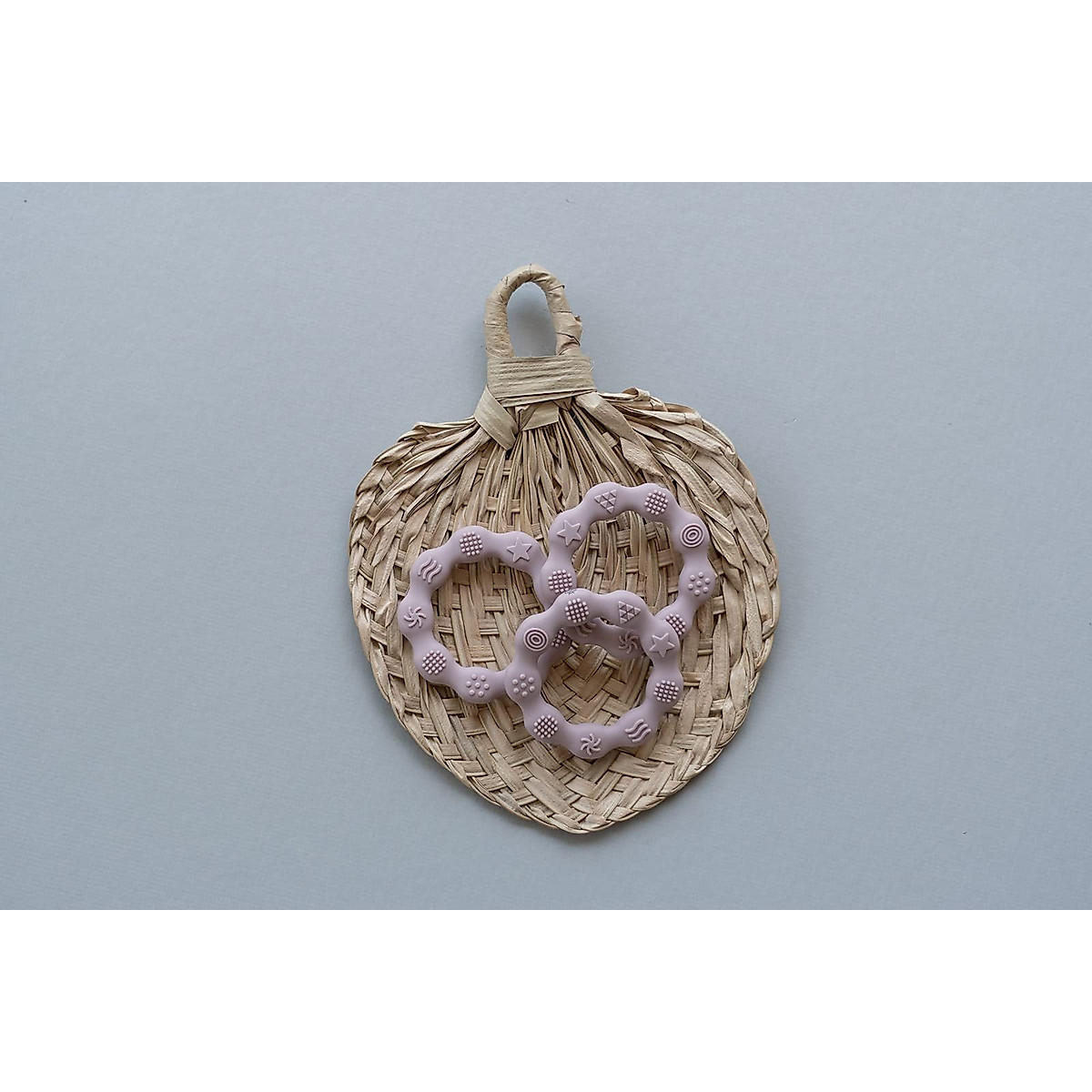 Boppabug | Baby Teething Ring | Minimalist Sensory Teether Toy | Safe Silicone Teething Bracelet (Dusty Lilac)