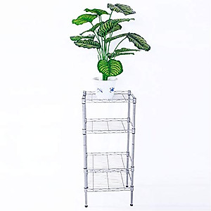 Volowoo Storage Shelf Wire Shelving Unit,Rectangle Carbon Steel Metal Storage Rack,Assembly Commercial Grade Adjustable Steel Wire Shelving Rack (Silver Gray, 4-Tier)