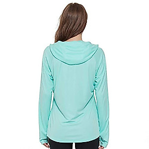 MIER Women's UPF 50+ Sun Protection Hoodie Shirt Long Sleeve Outdoor UV Shirt Running Hiking Tee Shirt, Quick Dry, Aqua, S
