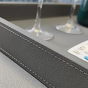 Fuanrun 30 * 30 inches high-end Light Luxury Leather Square Oversized Service Tray, Coffee Tray, Food Tray, Family Dinner, Out-of-House Picnic, Party Party Essential Tray (Grey)