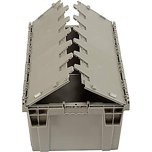 Distribution Container With Hinged Lid, 28-1/8x20-3/4x15-5/8, Gray