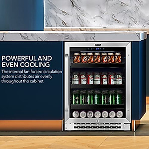 Whynter BBR-148SB Built-in 180 Can Undercounter Beverage Refrigerator with Reversible Door, Digital Control and Lock, 24-inch, Stainless Steel, 5 Cubic