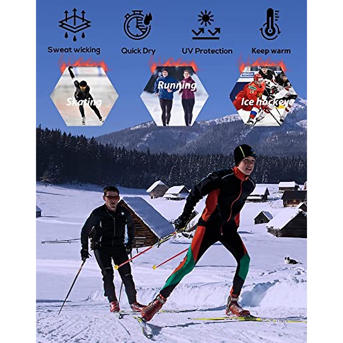 TELALEO 5 Pack Men's Thermal Compression Shirt Long Sleeve Athletic Base Layer Top Winter Cold Gear Workout Running Hunting L