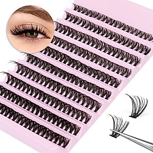 Lash Clusters 200 Pcs DIY Individual Lashes Natural Look Wispy Eyelash Extension 9-16MM D Curl Individuals Cluster Lashes Fluffy Lash Extensions Resuable DIY at Home by TNFVLONEINS-(40D)