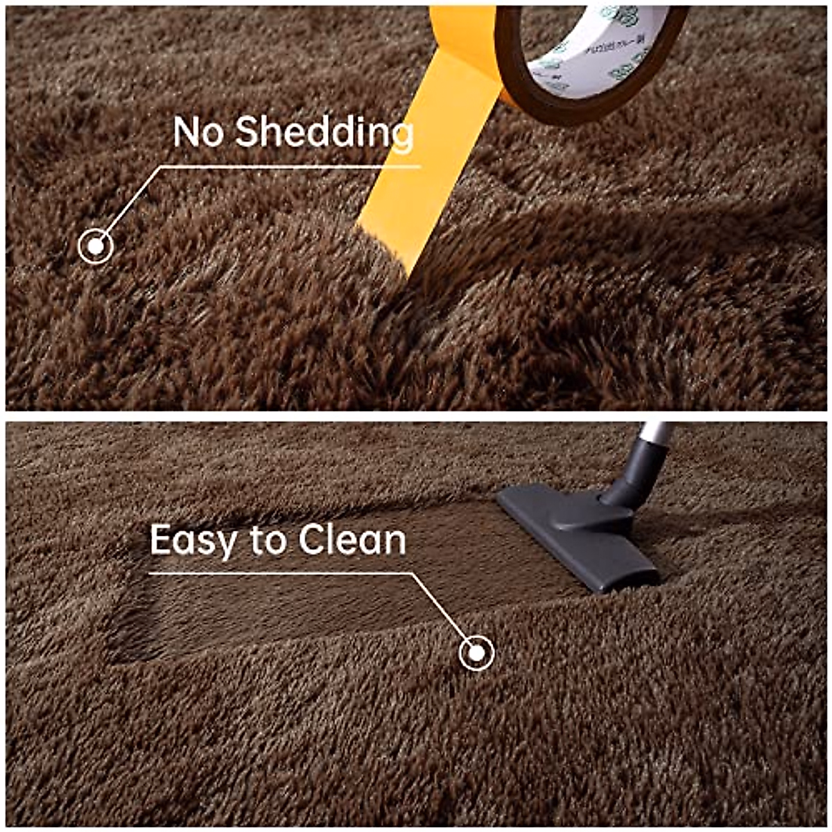 Toneed Fluffy Runner Rug for Bedroom Living Room, 2 x 6 Feet Brown Shaggy Rug Super Soft Modern Indoor Area Rug Fuzzy Plush Carpet for Dorm Nursery Kids Room Home Decorative