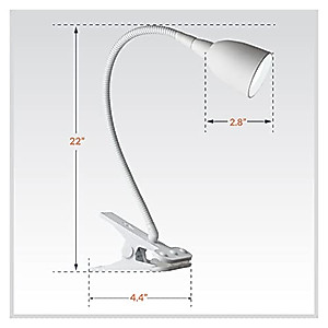 Newhouse Lighting NHCLP-OL-WH Olivia LED Clamp Light Desk Lamp with Flexible Gooseneck, 3 Brightness Levels & 3 Color Modes, White