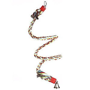 Jusney Bird Perch, Large Parrot Toys 63 Inch Climbing Rope Bungee Bird Toys