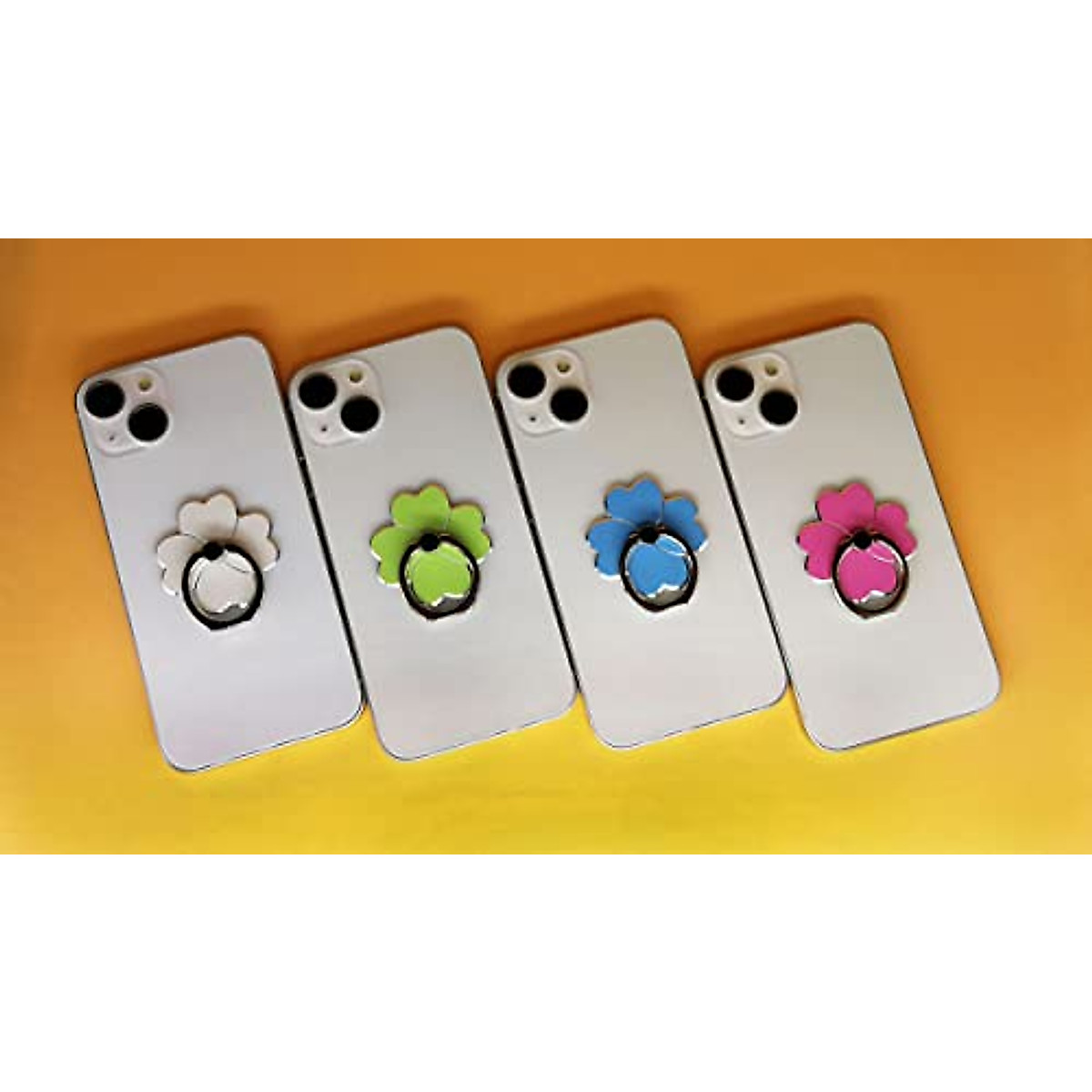 Cacylife Colorful Clover Cell Phone Ring Holder Set,4 Pack Cute Finger Rings,Compatible with iPhone,Samsung Galaxy,iPad,Tablet and Other Android Phones or Case(Pink,White,Green,Blue)