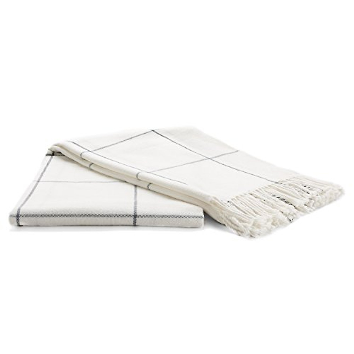 Arus Highlands Collection Tartan Plaid Design Queen Size Throw Blanket Off-White 60" X 80"