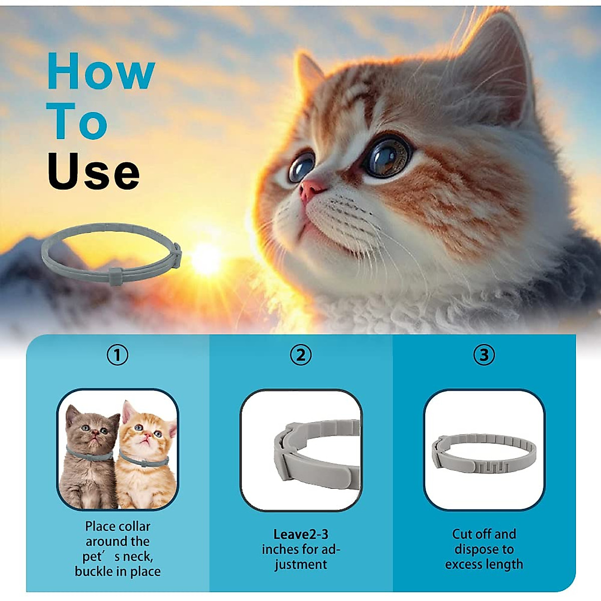Calming Collar for Cats 3 Pack Efficient Relieve Anxiety Stress - 60 Days Long Lasting Cat Pheromone Collar and Cat Calming Collar for Anxiety GAAMS