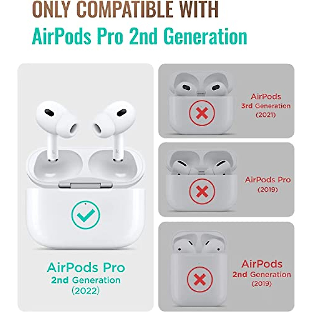 Aocakuins for AirPods Pro 2nd Generation Case 2022, Luxury Newest Full-Body Hard Shell Shock-Absorbing Airpods Pro 2 Protective Cover Wireless Charging Case [Front LED Visible]