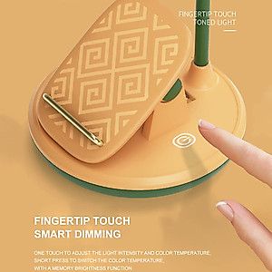 LED Desk Lamp Clip on Lamp Cordless Table Light Adjustable Gooseneck Dimmable Touch Rechargeable Battery Eye-Caring Night Light for Kids,Mini Cute Lamp for College Dorm Bedroom Reading (Yellow)