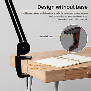 bemelux LED Desk Lamp with Clamp, Dimming Task Lamp for Reading Desktop Office Workbench Table Architect Sewing Study Home Craft, Bright 117PCS LEDs, 2200 Lumens 20 Inch Metal Swivel Arm Work Lamp